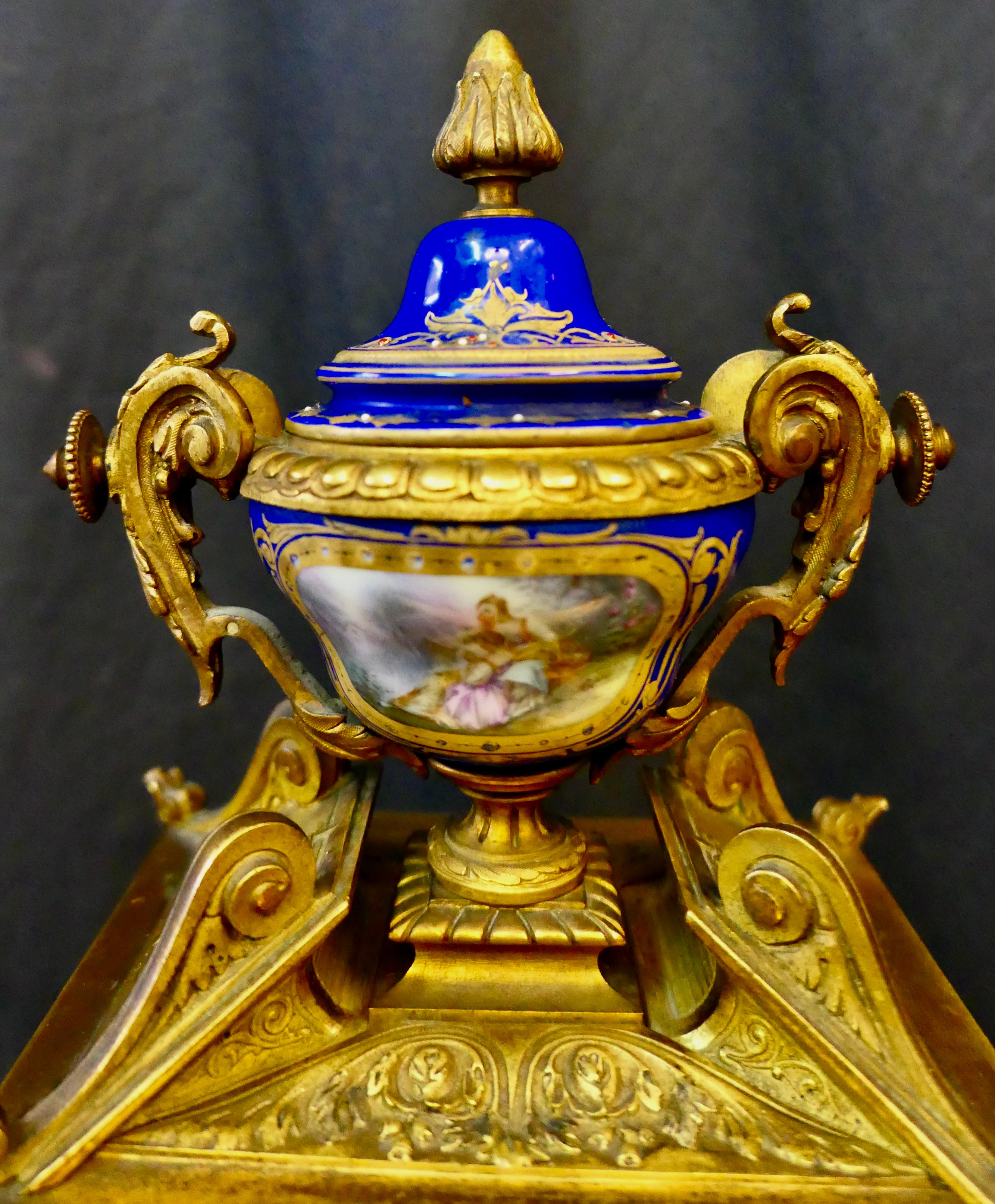 Sevres Clock Set (Garniture) For Sale at 1stDibs