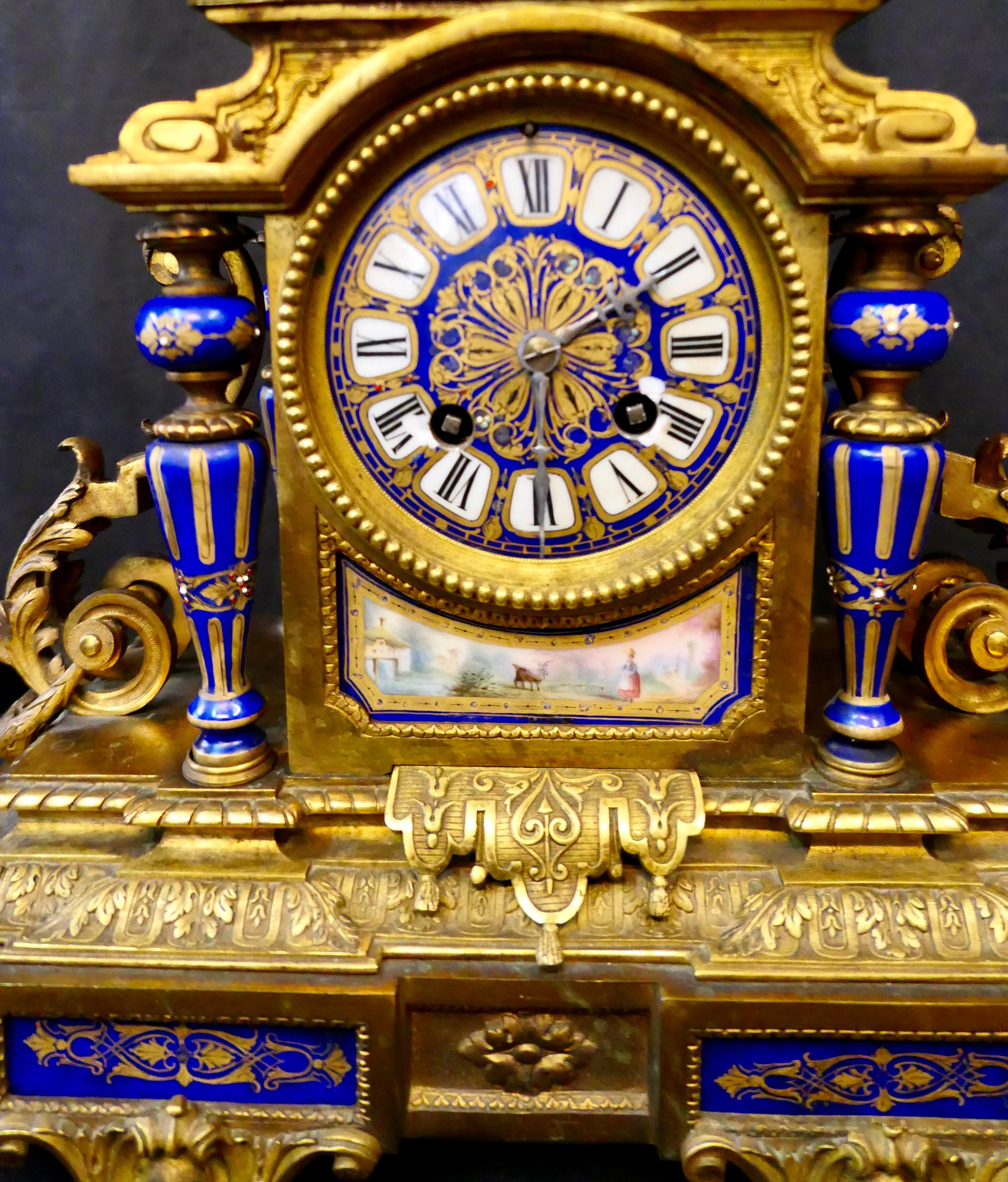 Sevres Clock Set (Garniture) For Sale at 1stDibs