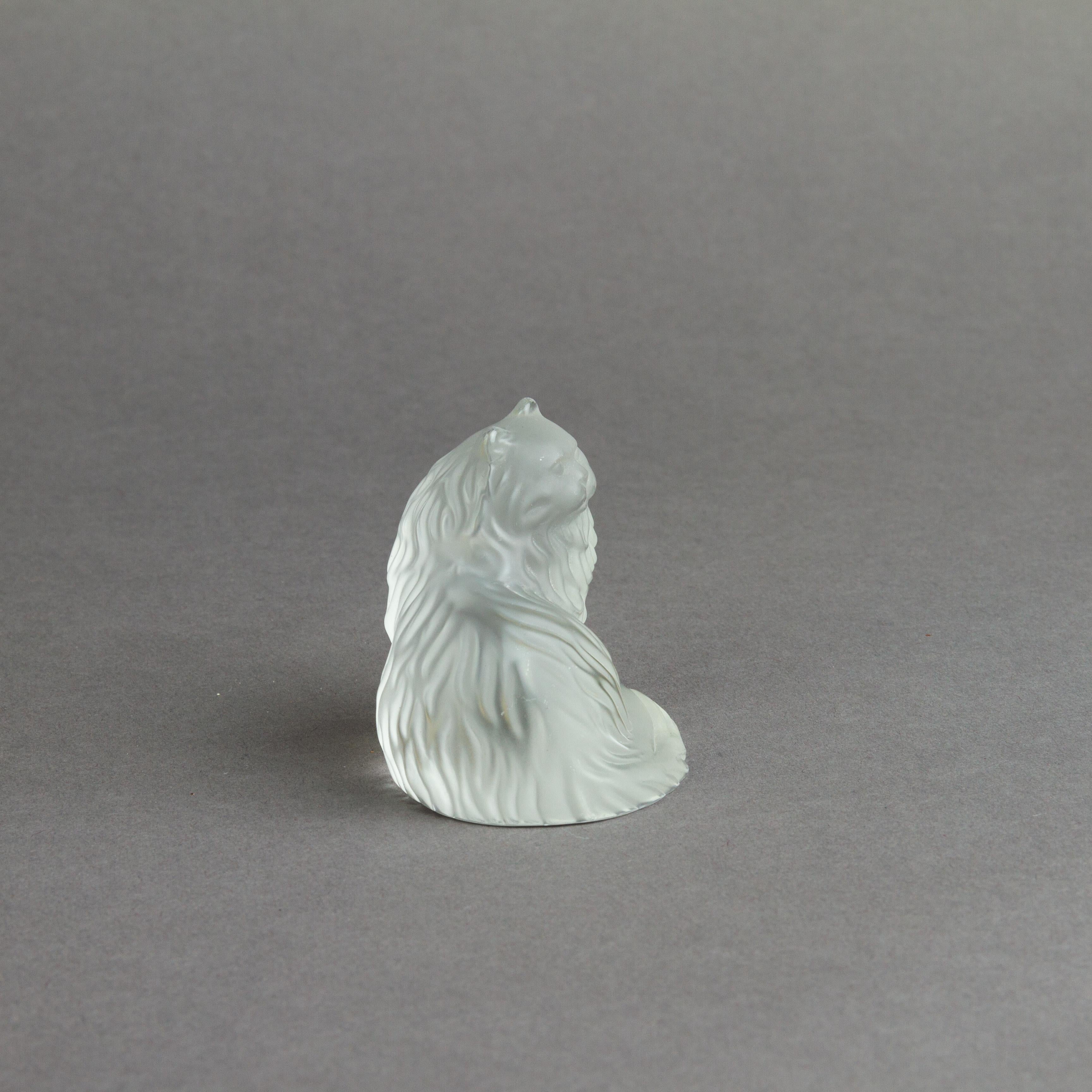 Sevres French Frosted Crystal Glass Cat Sculpture For Sale at 1stDibs