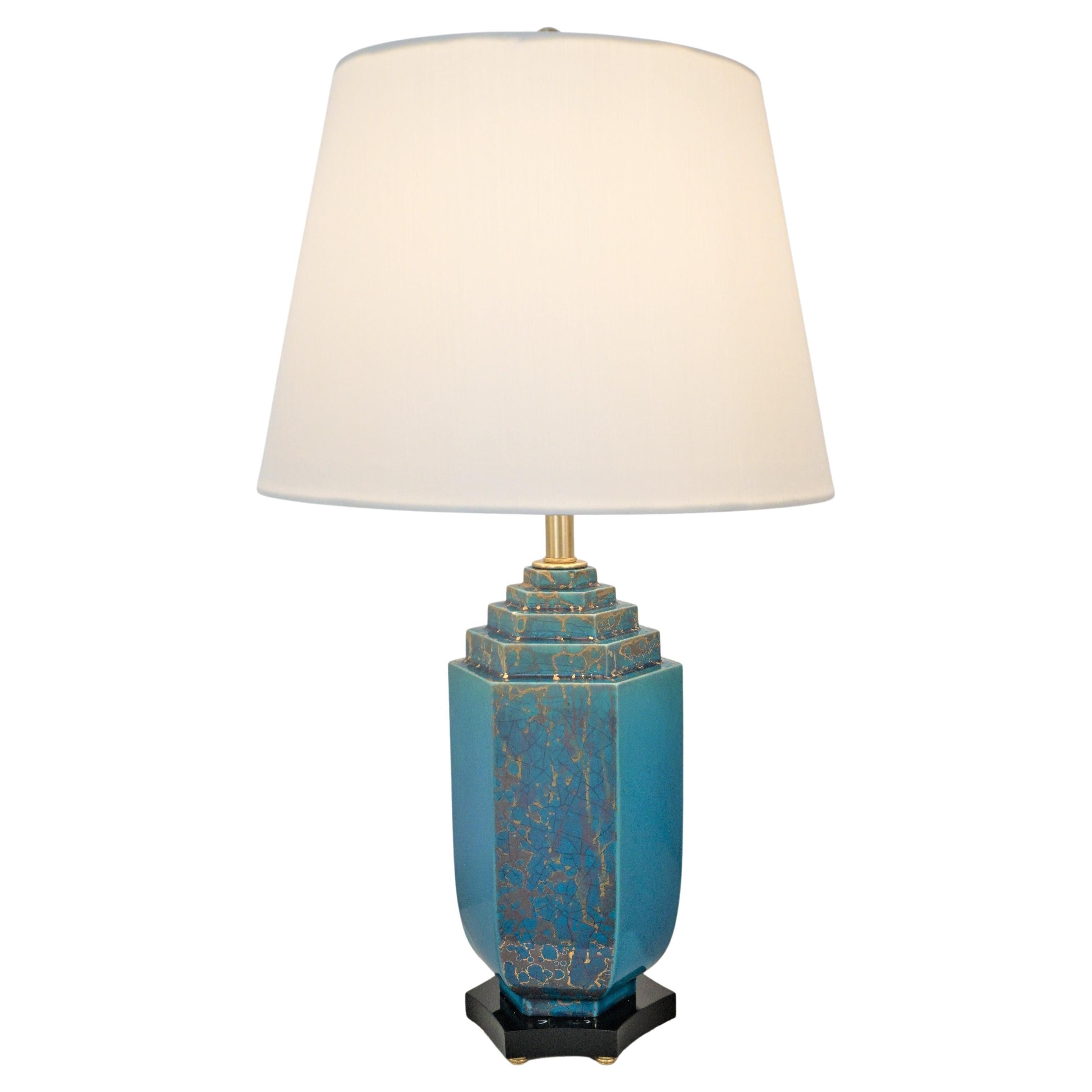 Art Deco Hand Painted Porcelain Table Lamp by Ace Decor De Paris For ...