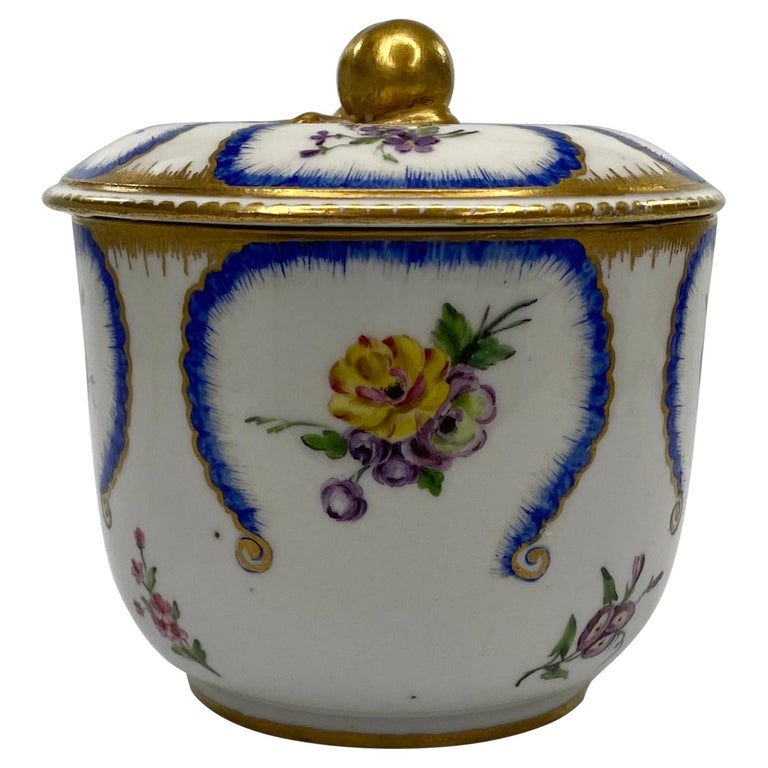 Sevres Porcelain Sucrier and Cover, Dated 1783 at 1stDibs