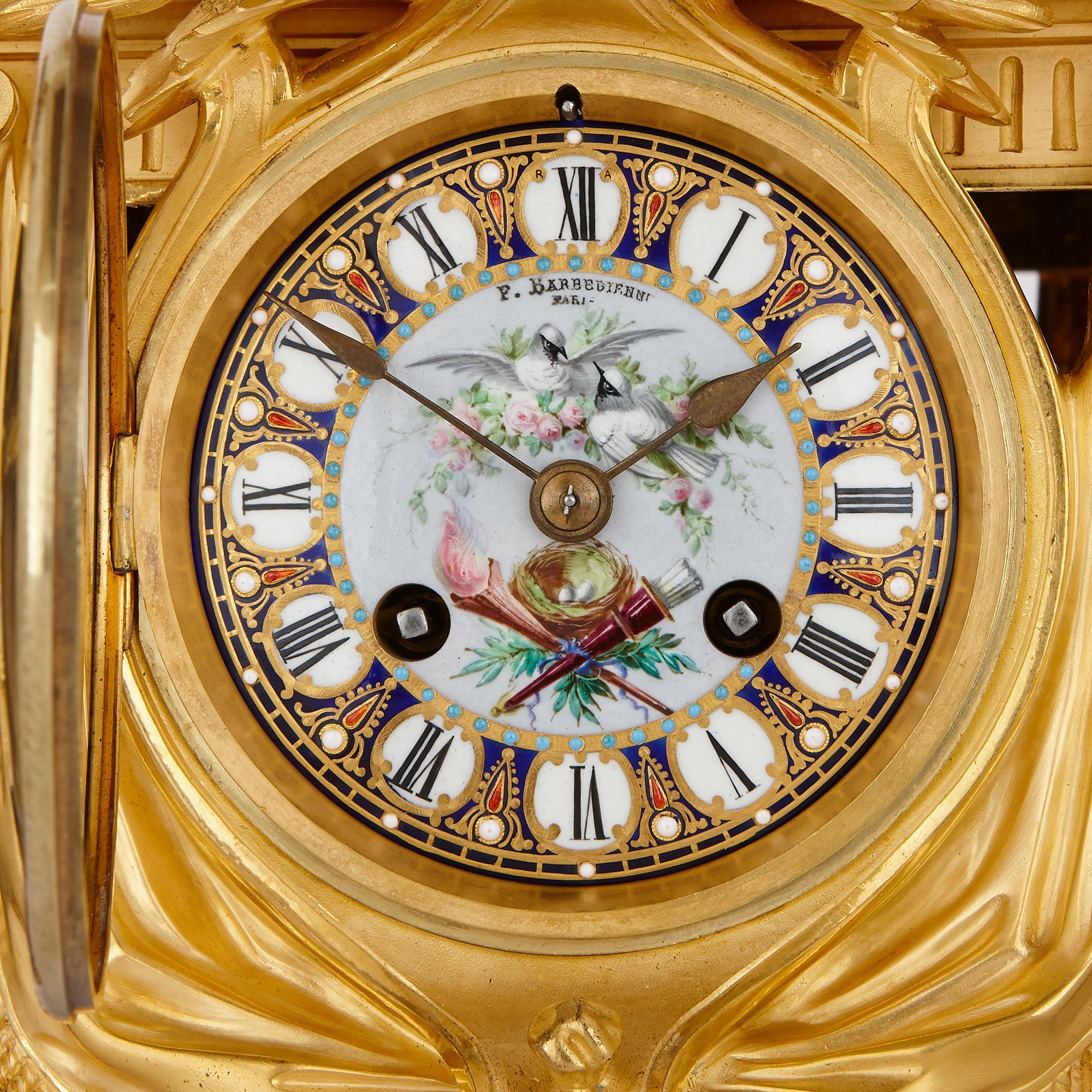 Sèvres Style Gilt Bronze-Mounted Porcelain Clock Set by Sévin and ...