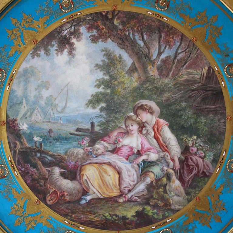 Sevres Style Porcelain Jewelled Plaque For Sale at 1stDibs