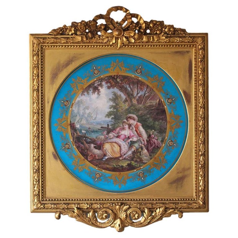 Sevres Style Porcelain Jewelled Plaque For Sale at 1stDibs