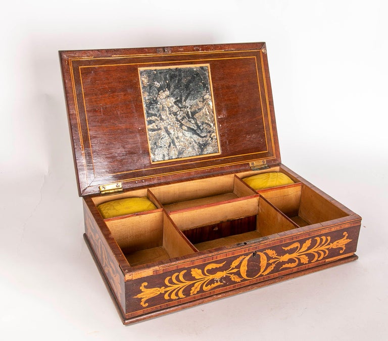 Sewing and Wooden Jewellery Box with Inlaid Inlay For Sale at 1stDibs