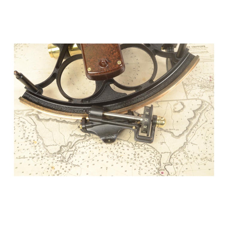 1900s Brass Nautical Sextant Signed HEATH and C Mahogany Box Antique ...