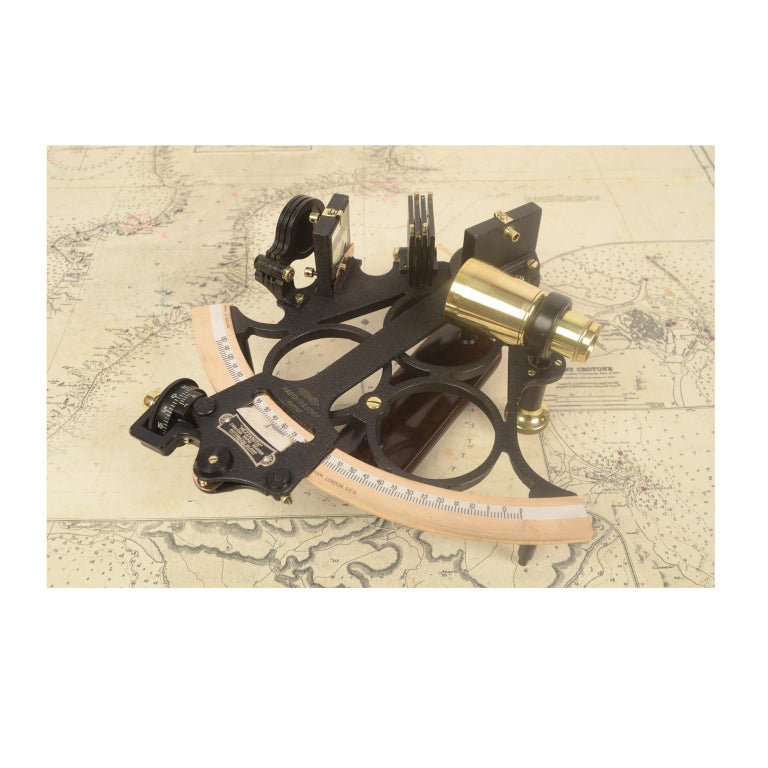 1900s Brass Nautical Sextant Signed HEATH and C Mahogany Box Antique ...