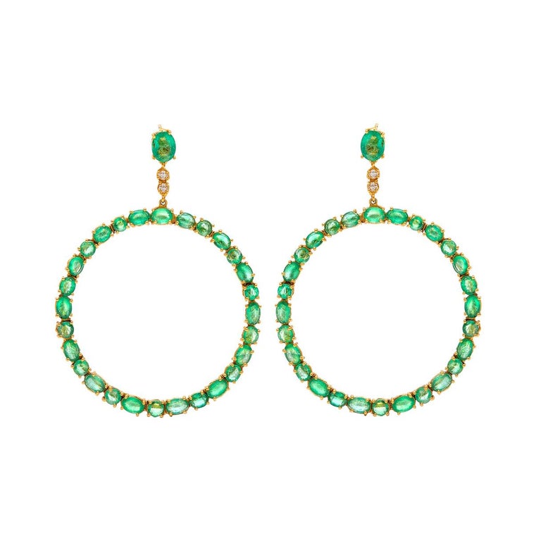 Emerald and Diamond Front Facing Hoops at 1stDibs | sexy facing