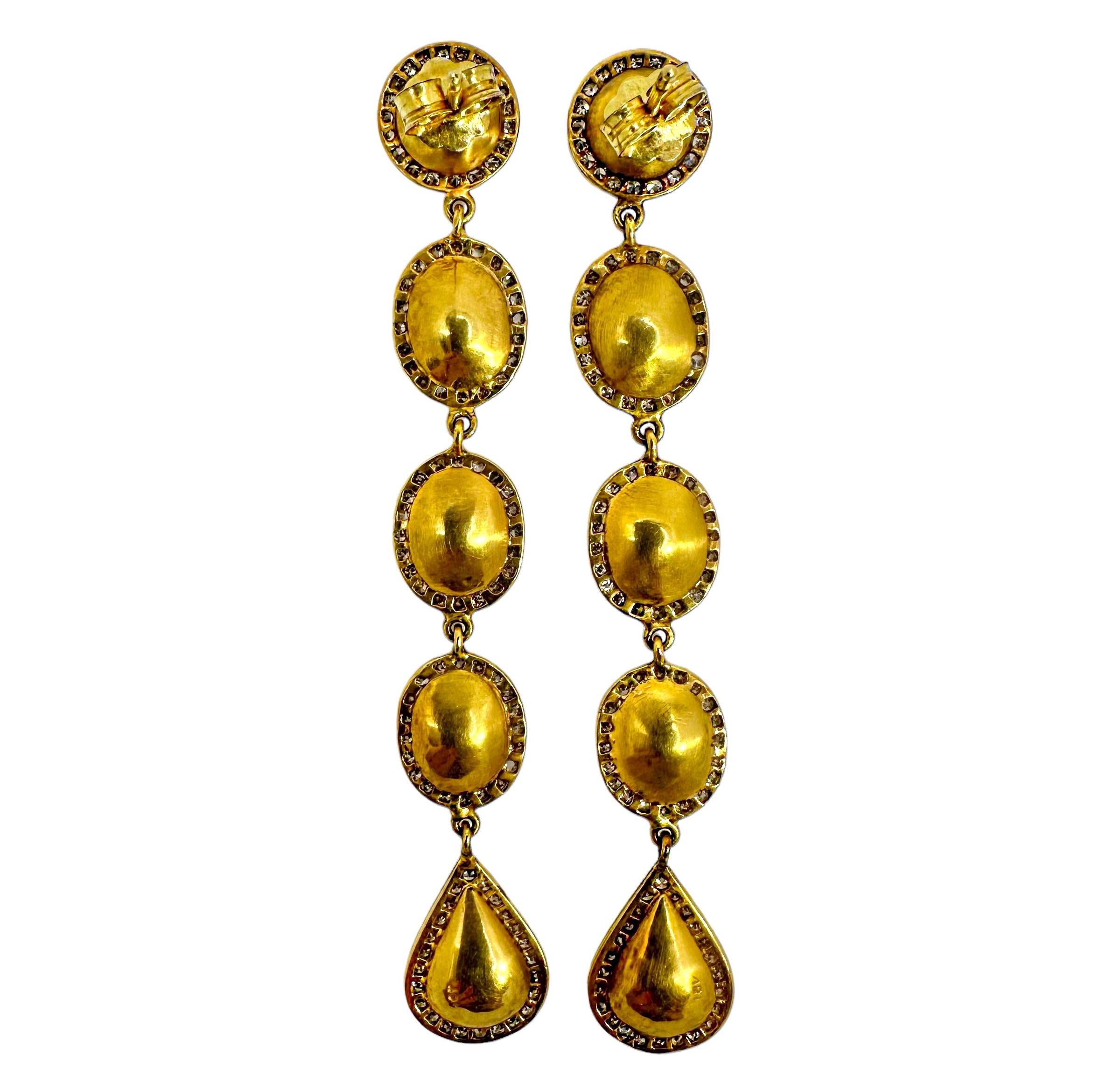 Sexy Vintage 18K Gold Hanging Earrings with Rose Cut Diamonds Just ...