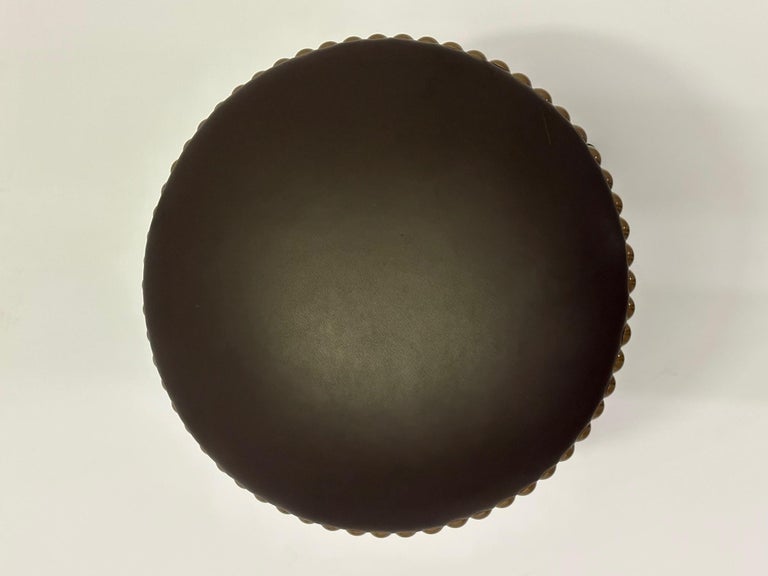 Sexy Vintage Dark Chocolate Brown Leather Stool with Iron Chain Legs ...