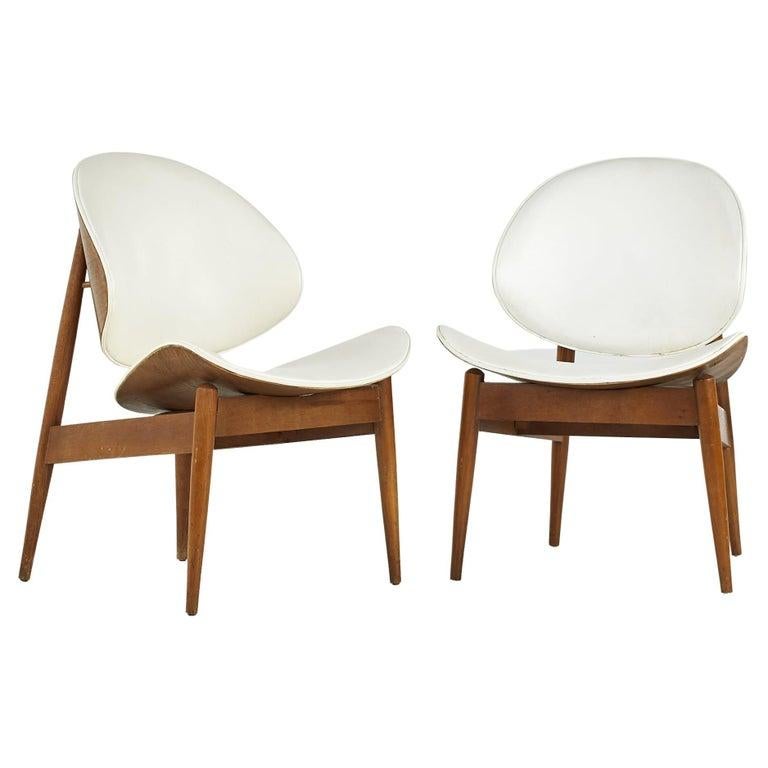 Seymour James Weiner for Kodawood Midcentury Clam Shell Chairs - Pair ...