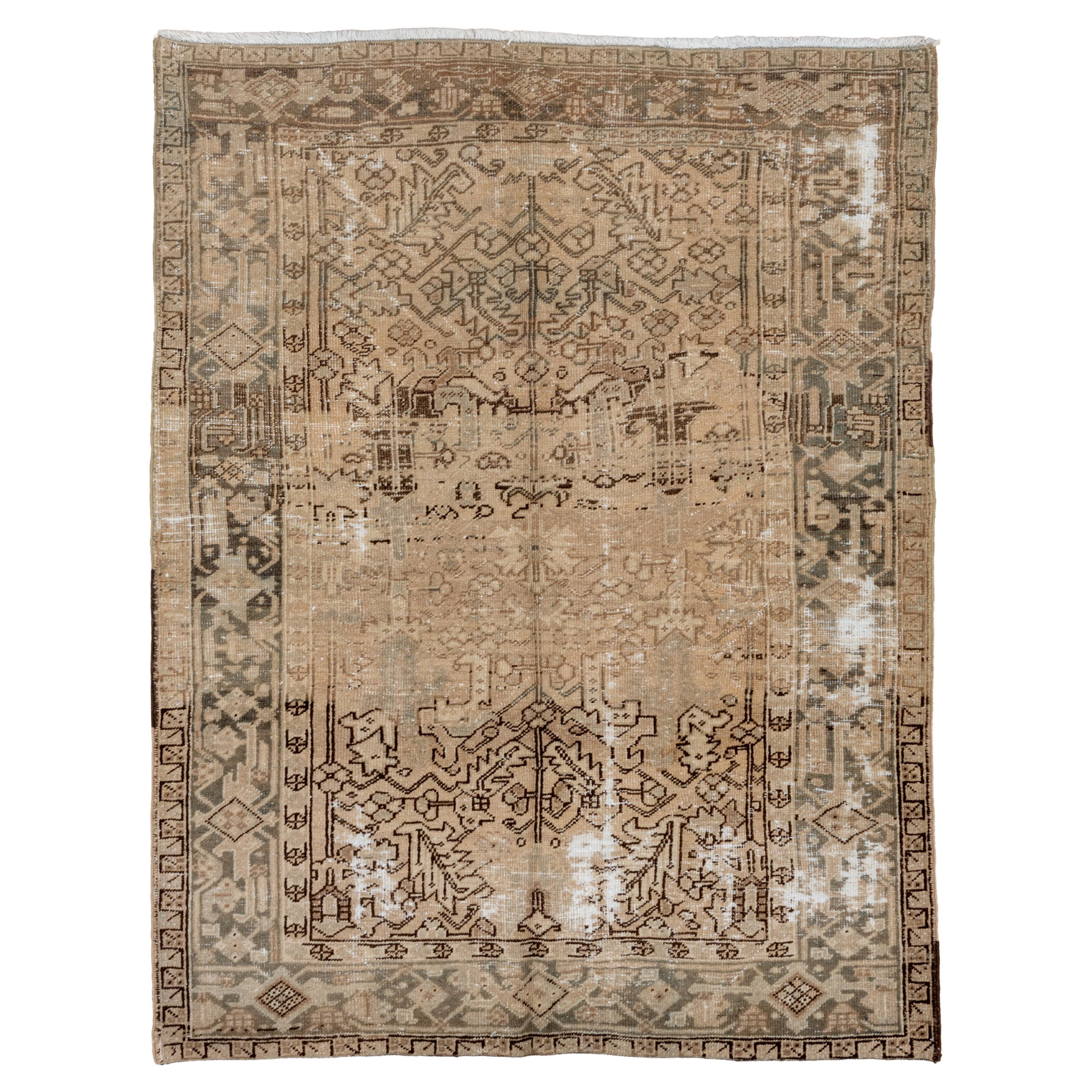 Shabby Chic Persian Hamadan Scatter Rug, Neutral Palette and Blue ...