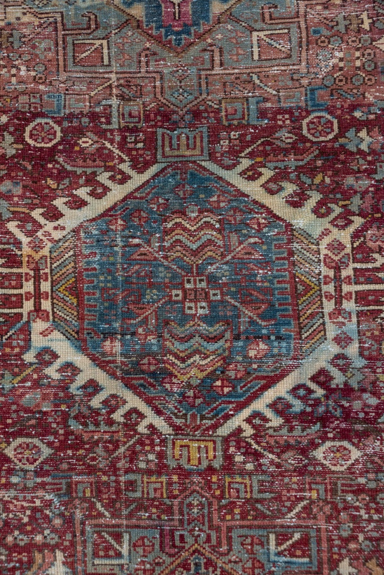 Shabby Chic Antique Persian Karaje Scatter Rug, Burgundy Field with ...