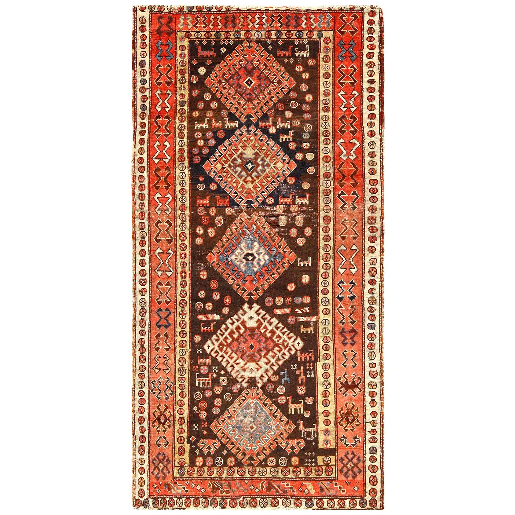 Small Tribal Antique Kurdish Persian Rug at 1stDibs
