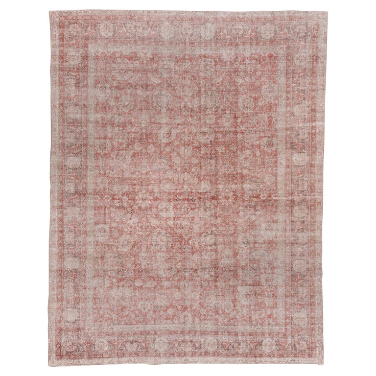Shabby Chic Antique Turkish Oushak Rug, Light Red and Rust All-Over ...