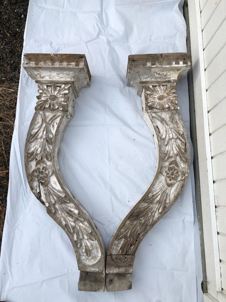 Pair of Large Shabby Chic Farm-House Corbels or Wall Sconces For Sale ...