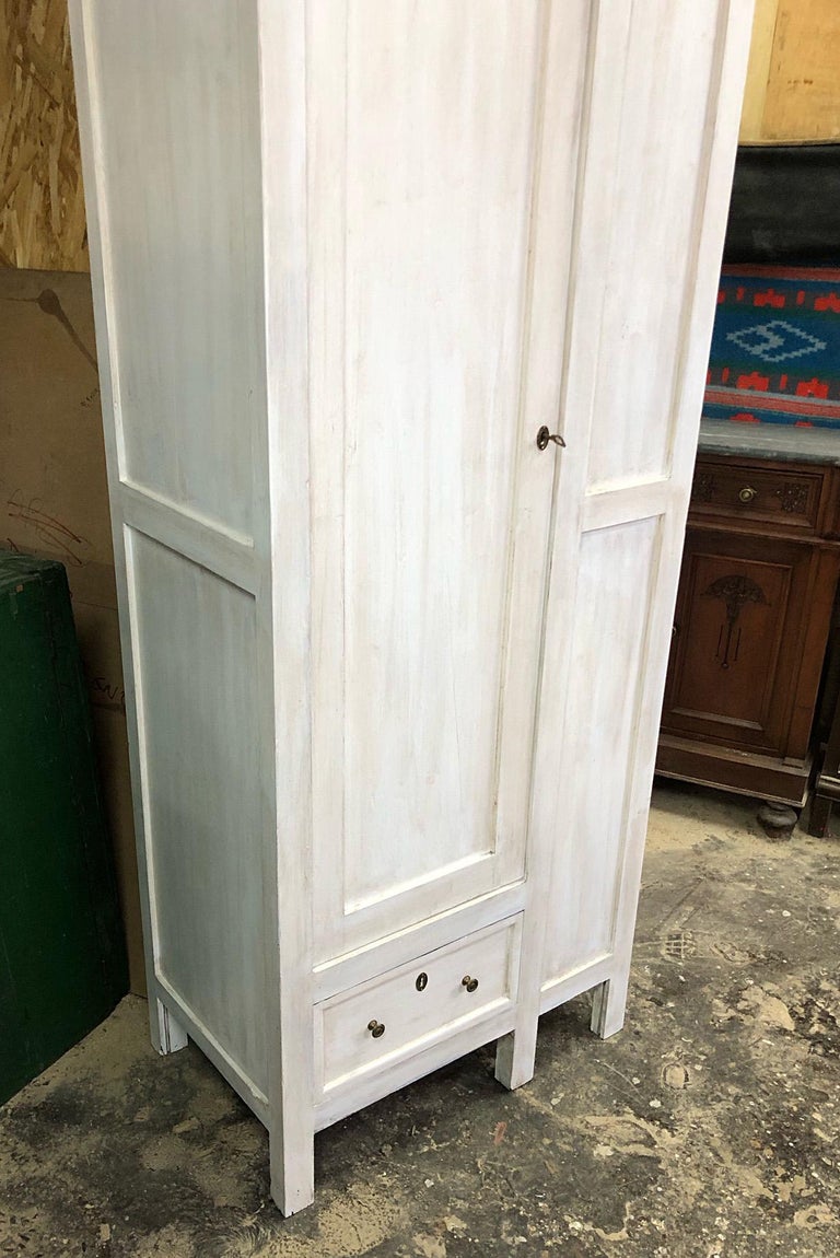 Shabby White One-Door Wardrobe with Drawer, Rod and Internal Shelves ...