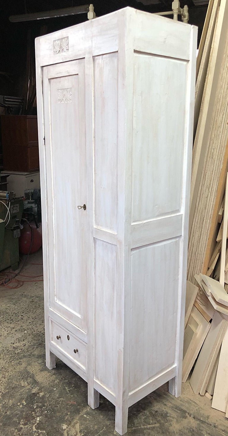Shabby White One-Door Wardrobe with Drawer, Rod and Internal Shelves ...