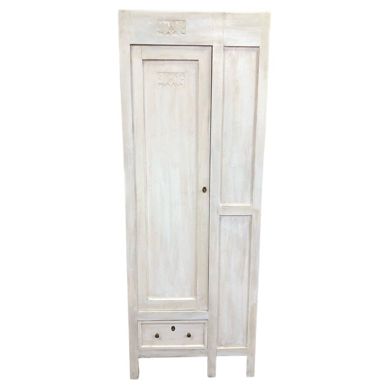 Shabby White One-Door Wardrobe with Drawer, Rod and Internal Shelves ...