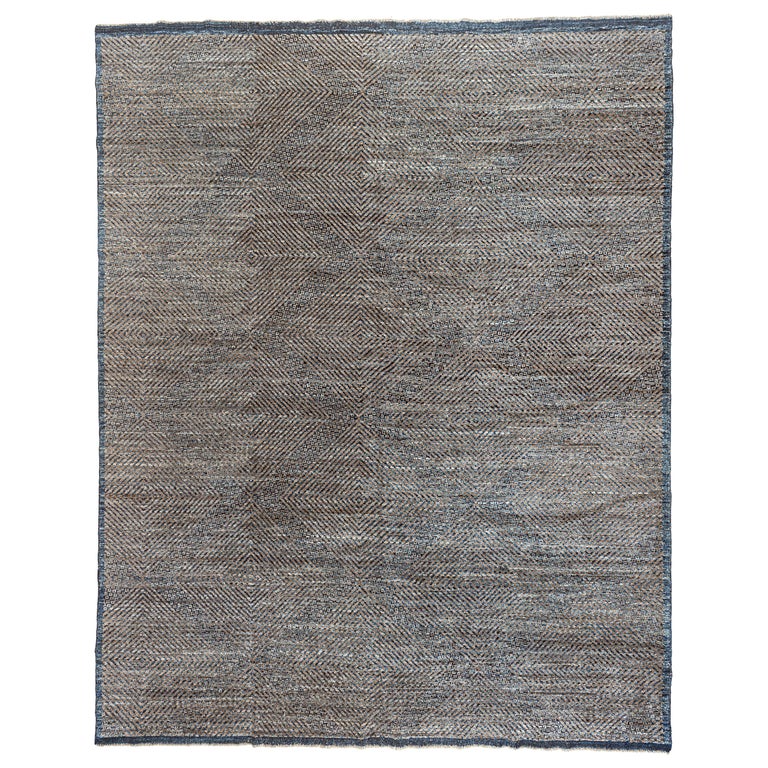 Shades of Blue and Brown Moroccan Inspired Rug For Sale at 1stDibs