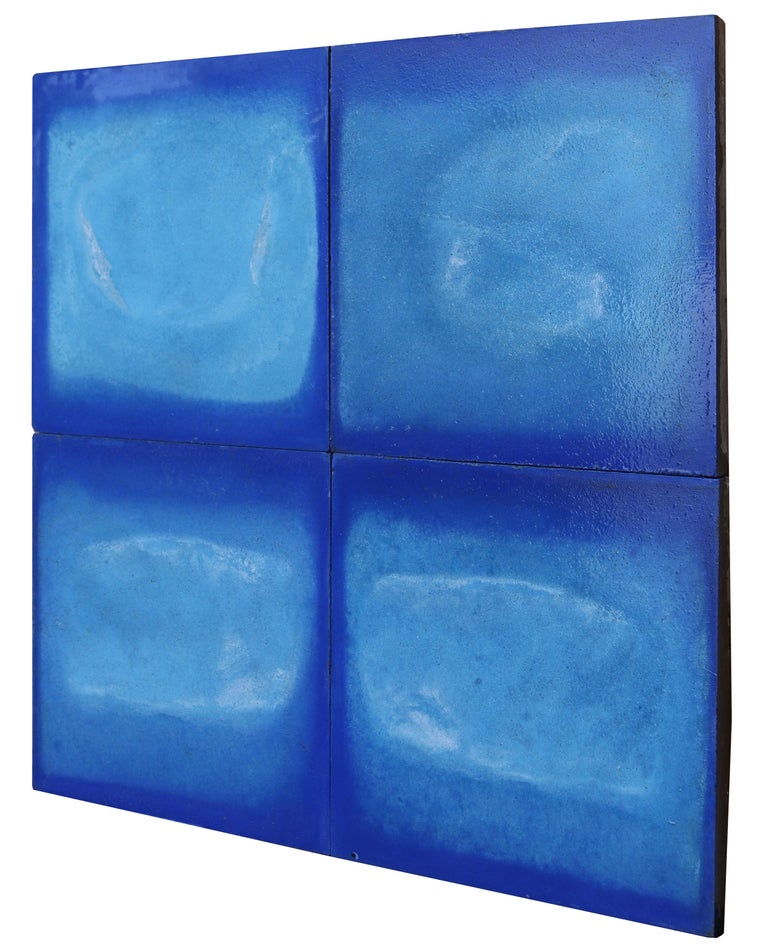 Shades of Blue Reclaimed Cement Floor Tiles For Sale at 1stDibs