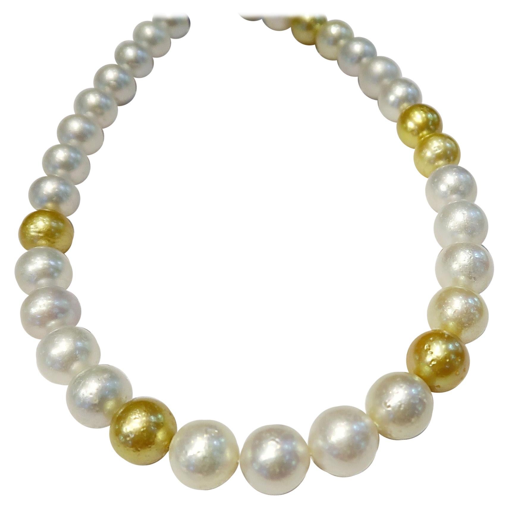 Shades of Deep Gold and White South Sea Pearl Necklace For Sale at ...