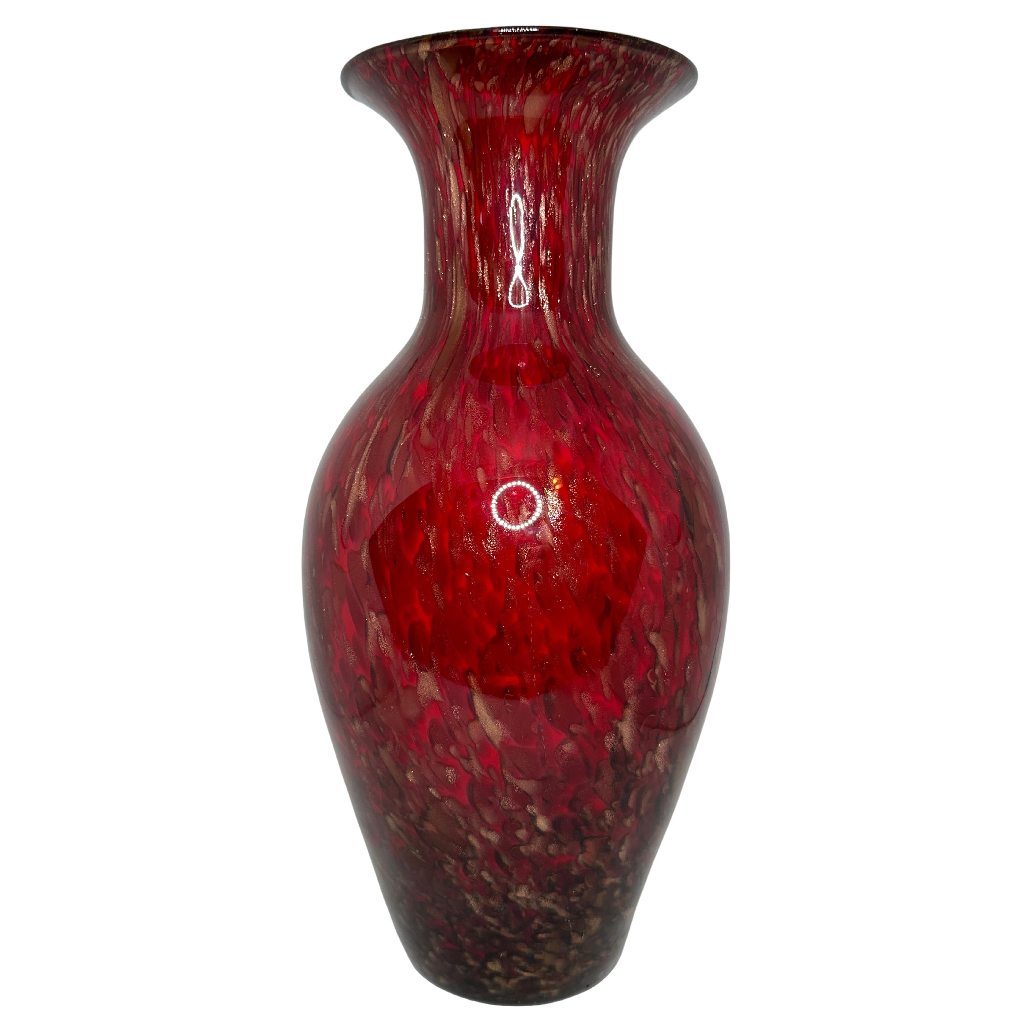 Shades of Red and Gold Murano Art Glass Flower Vase, Italy, 1970s at ...