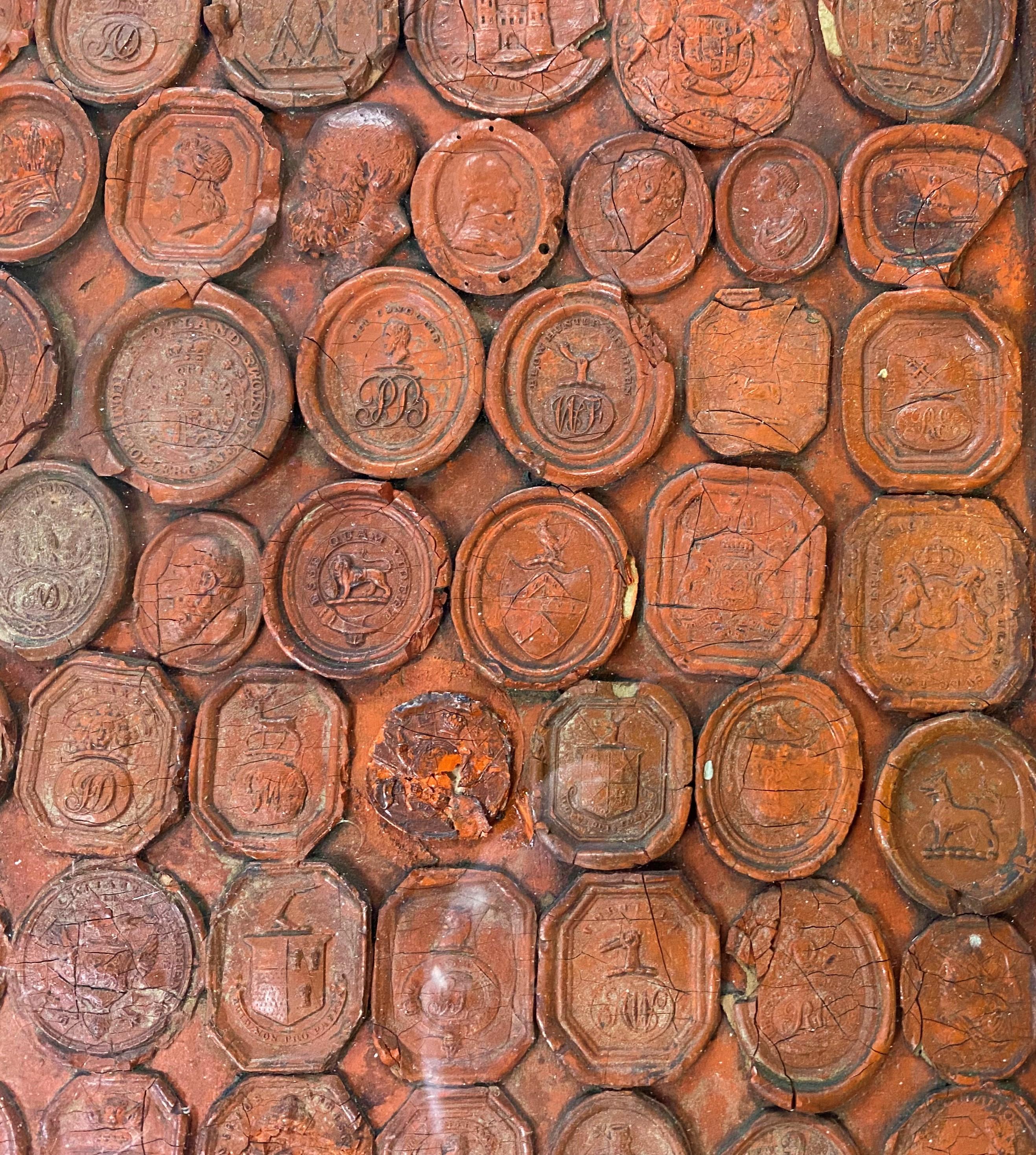 Shadow Box with a Collection of 18th Century English Wax Ring or Letter ...