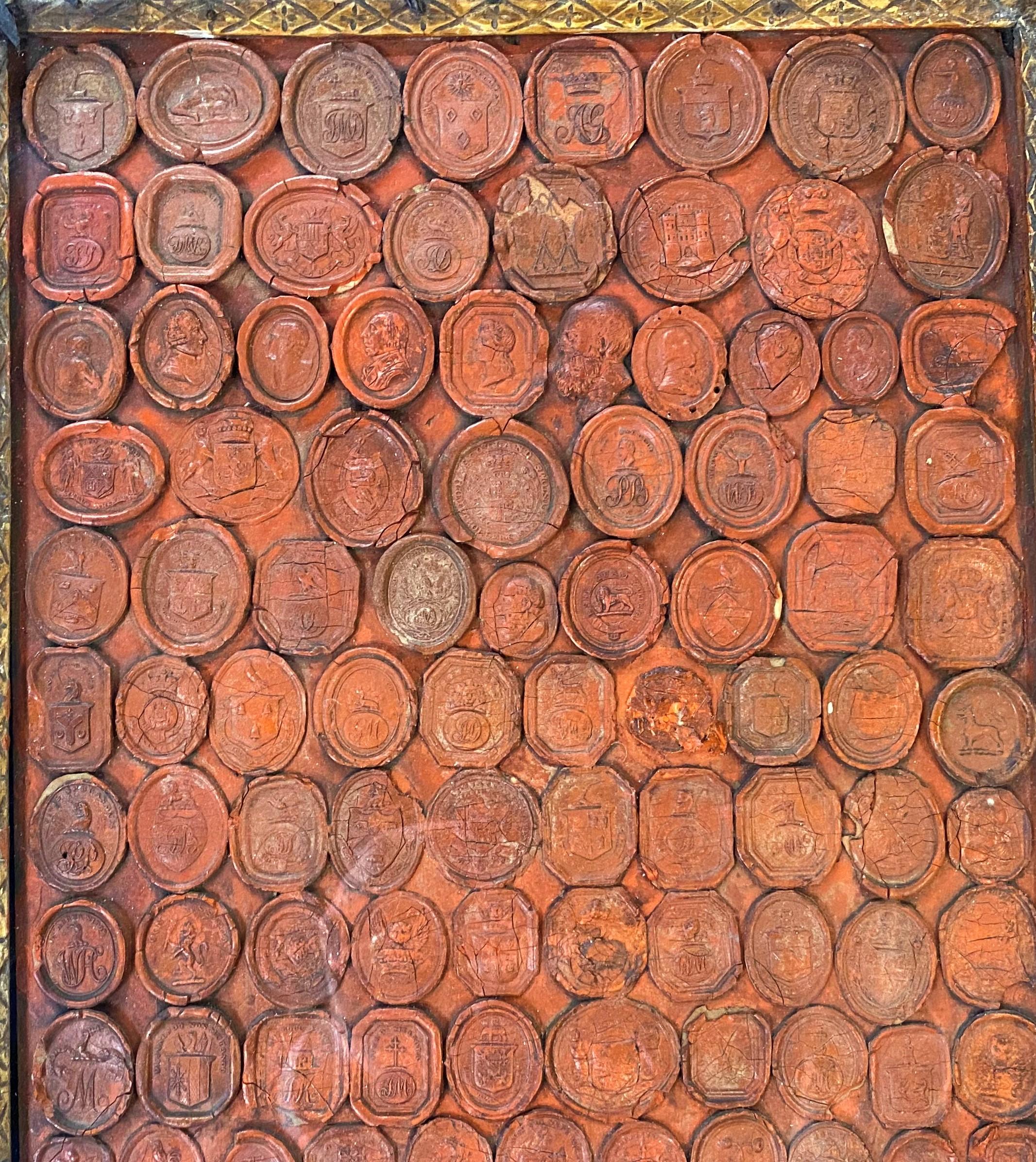 Shadow Box with a Collection of 18th Century English Wax Ring or Letter ...