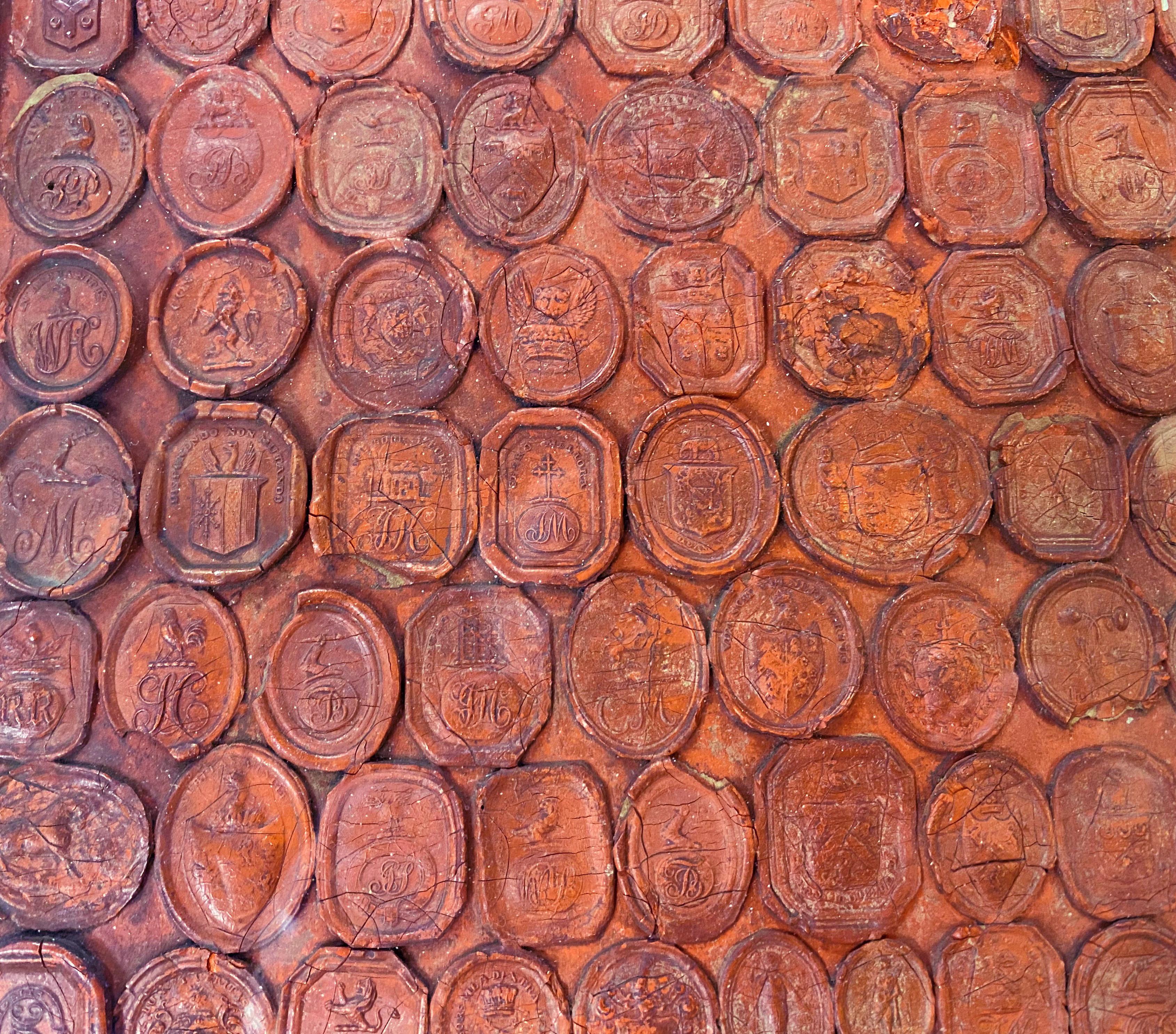 Shadow Box with a Collection of 18th Century English Wax Ring or Letter ...