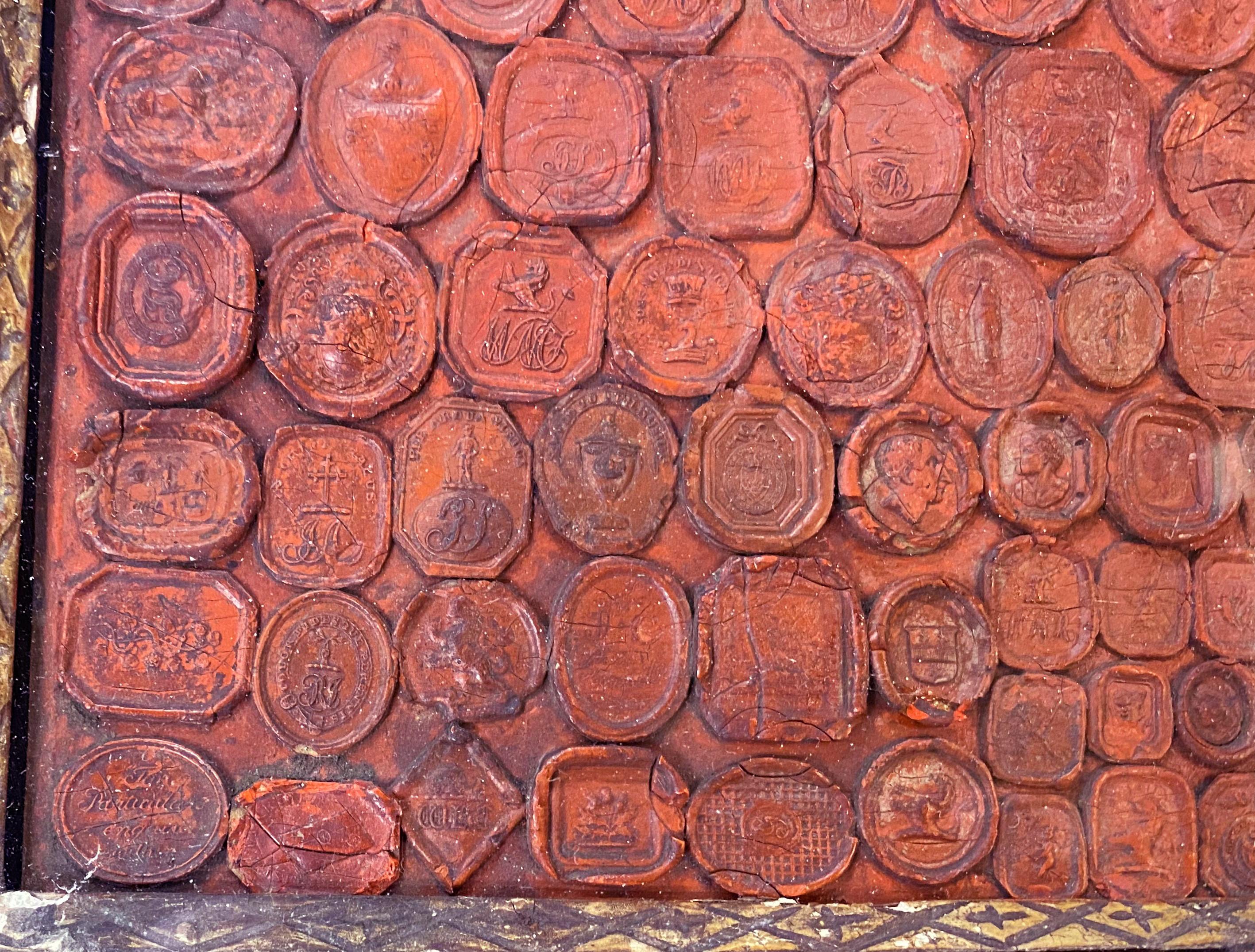 Shadow Box with a Collection of 18th Century English Wax Ring or Letter ...