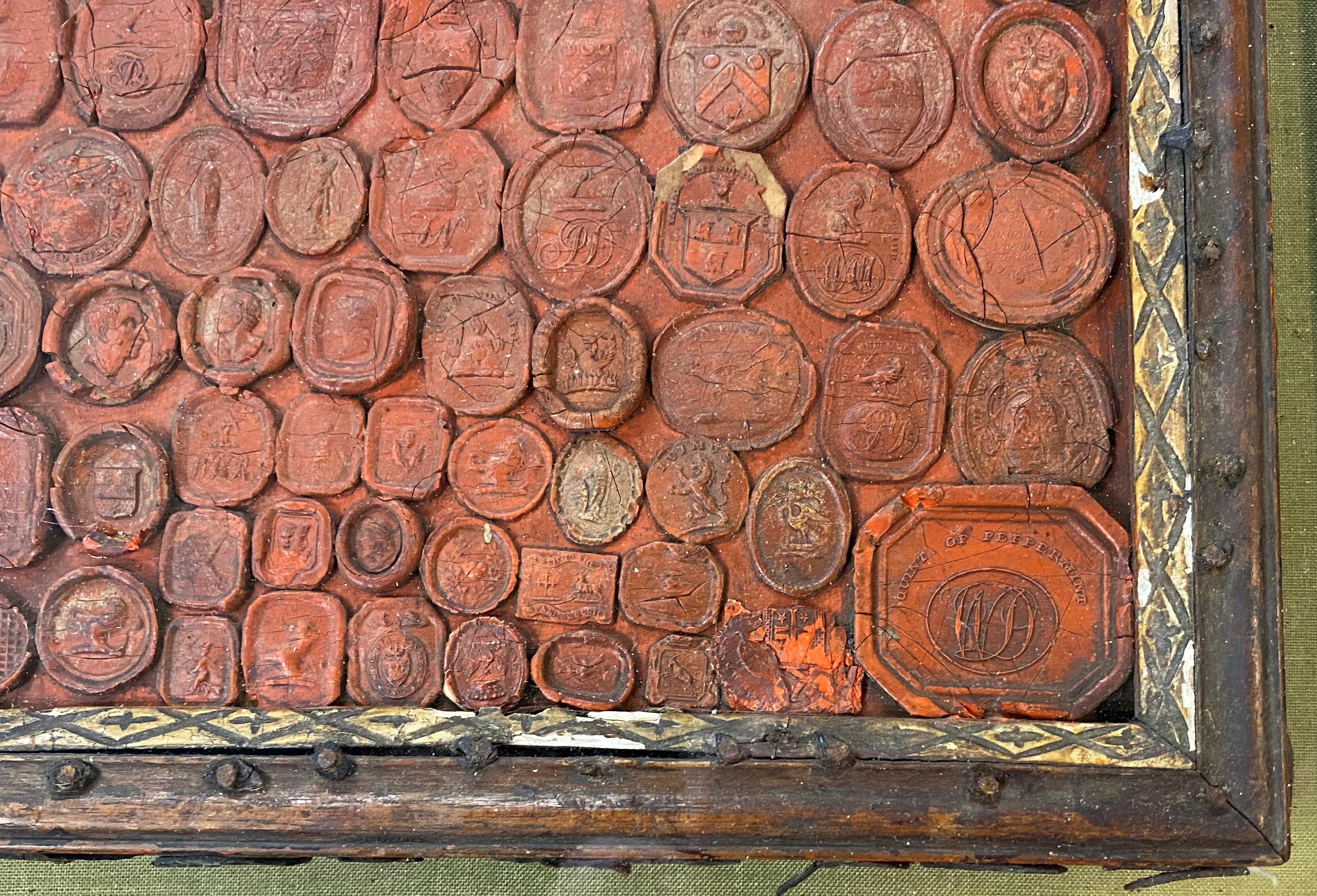Shadow Box with a Collection of 18th Century English Wax Ring or Letter ...