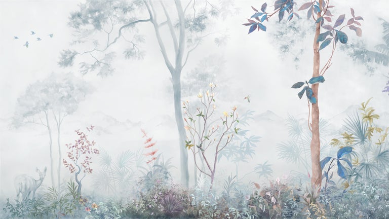 Shadows with Chromatic Details, Hand Painted Wallpaper - Made in Italy ...