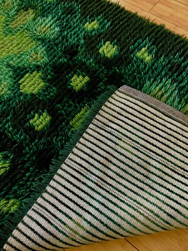 Shaggy Green Midcentury Scandinavian Rya Matta Rug or Wall Hanging at ...