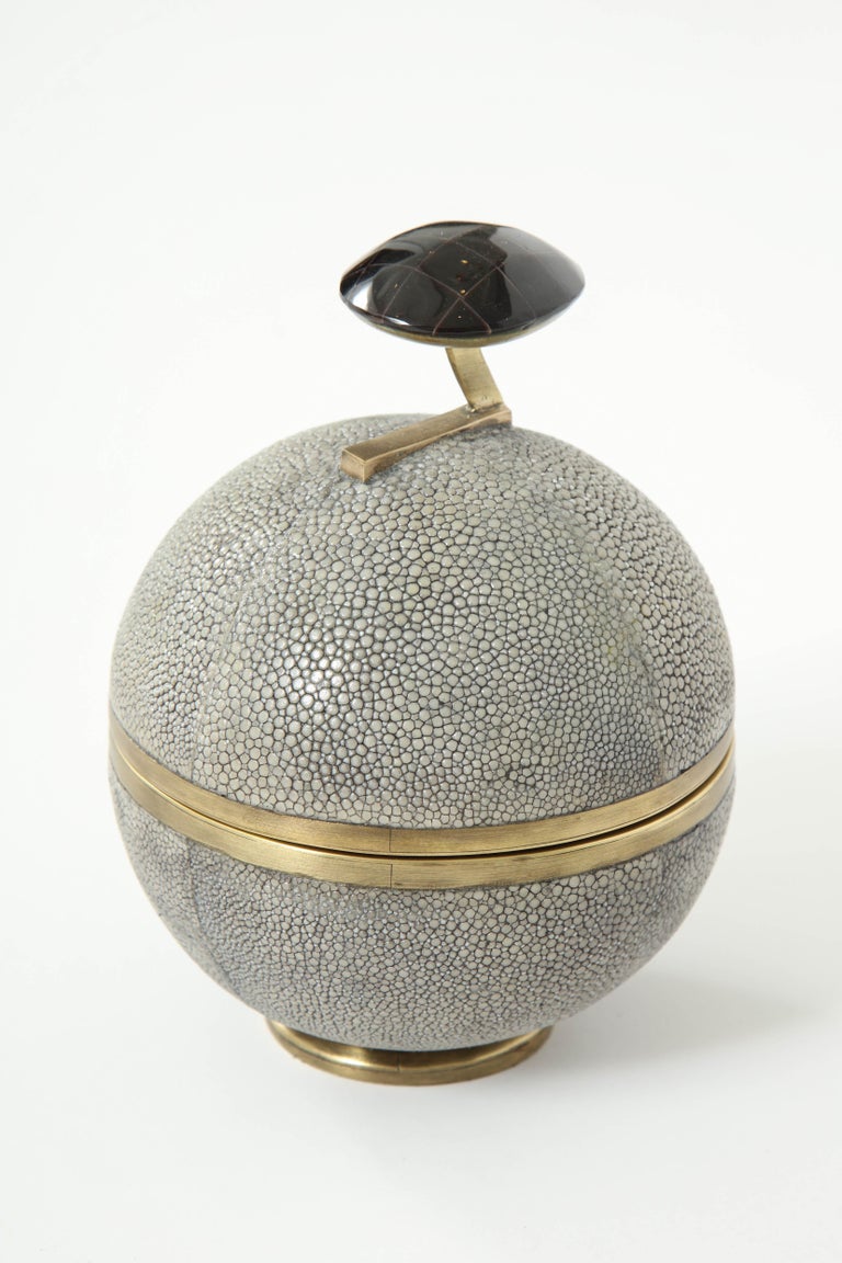 Box, Shagreen and Brass, Gray, Art Deco Style, Decorative Box ...