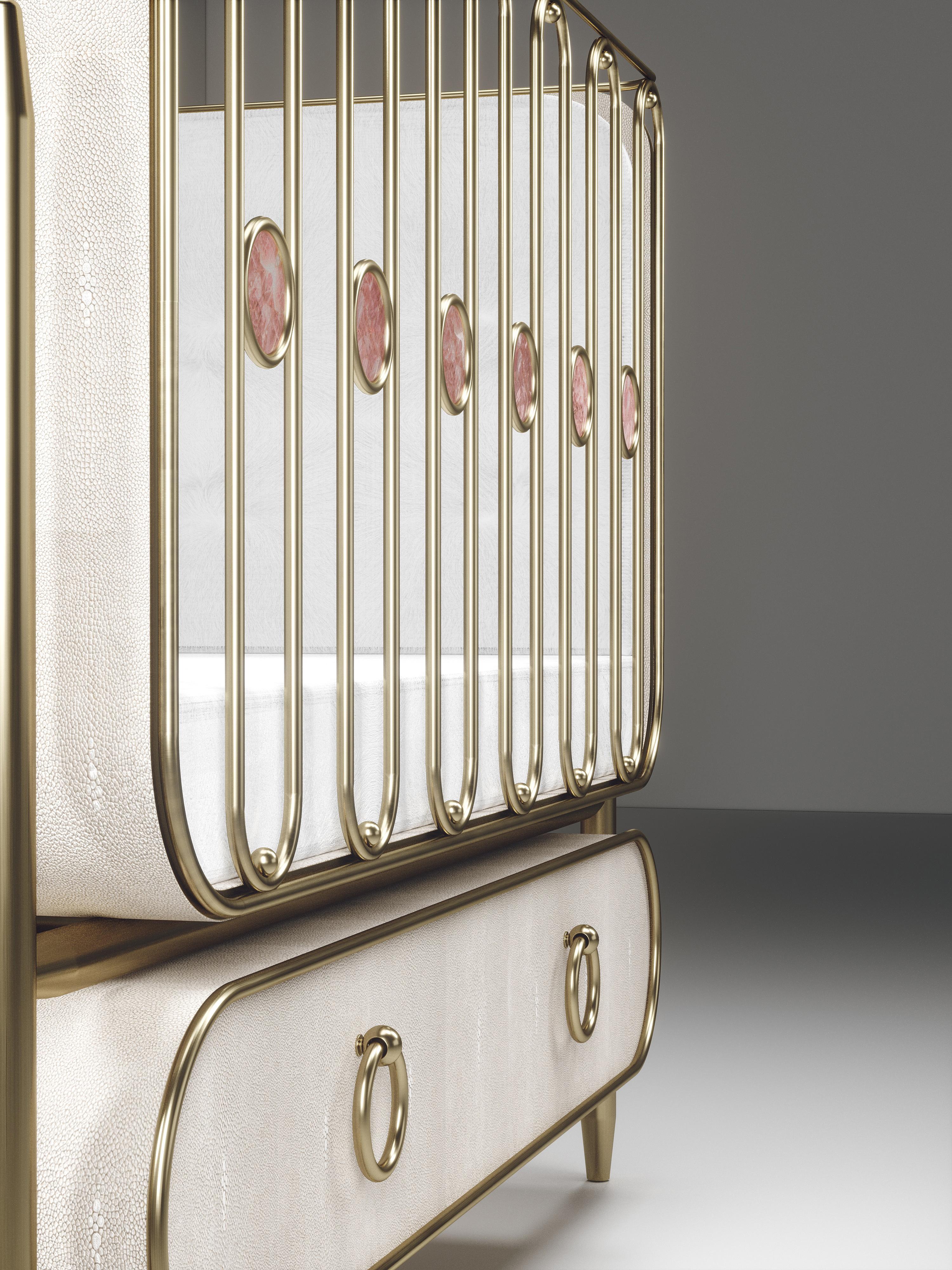 Shagreen Baby Crib with Brass Accents by Kifu Paris For Sale at 1stDibs ...