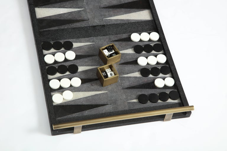 Shagreen Backgammon Game, Sea Shell and Shagreen, Contemporary Game, in ...
