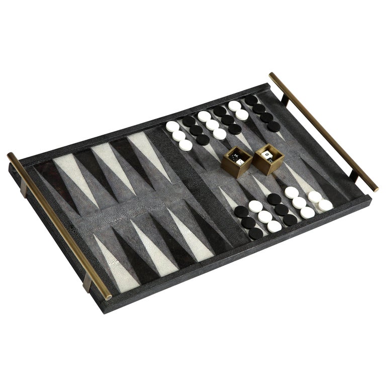 Shagreen Backgammon Game, Sea Shell and Shagreen, Contemporary Game, in ...