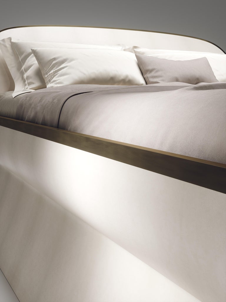 Shagreen Bed Frame with Bronze-Patina Brass Details by Kifu Paris For ...