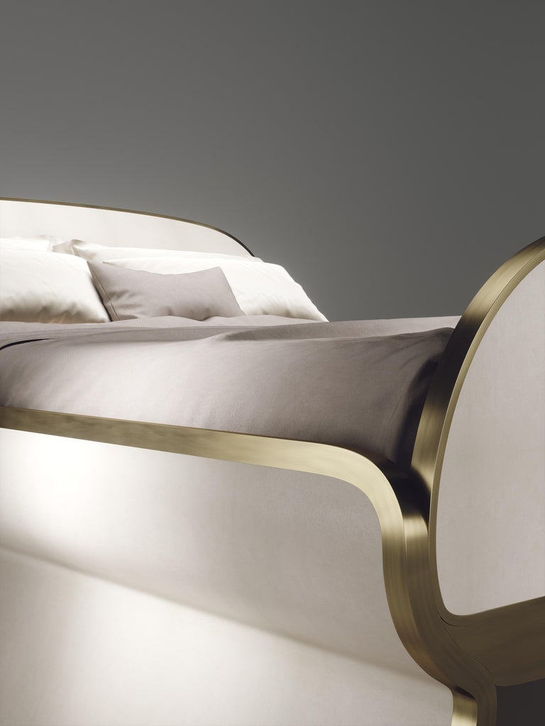 Shagreen Bed Frame with Bronze-Patina Brass Details by Kifu Paris For ...
