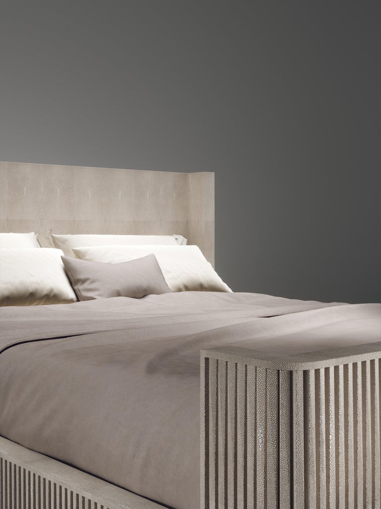 Shagreen Bed Frame with Geometric Fluted Details by R&Y Augousti For ...