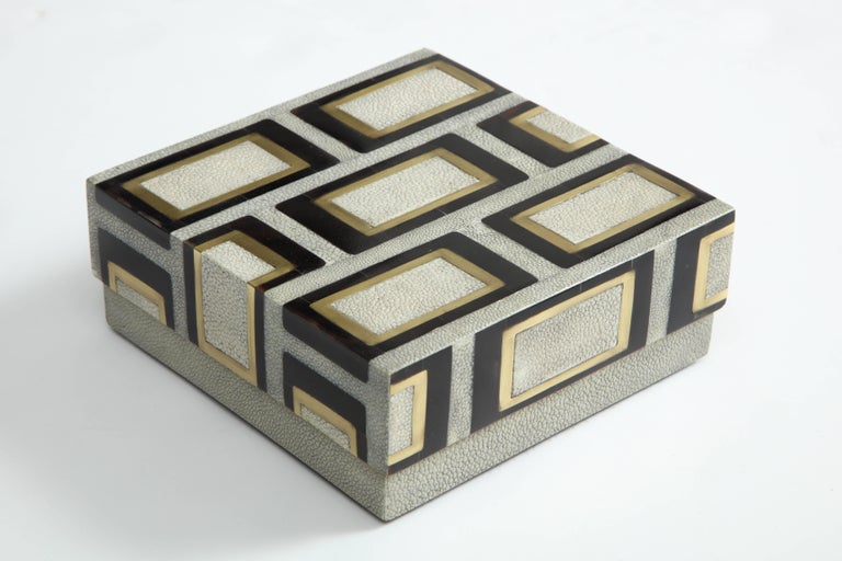 Shagreen Box with Bronze and Palm Wood Details at 1stDibs