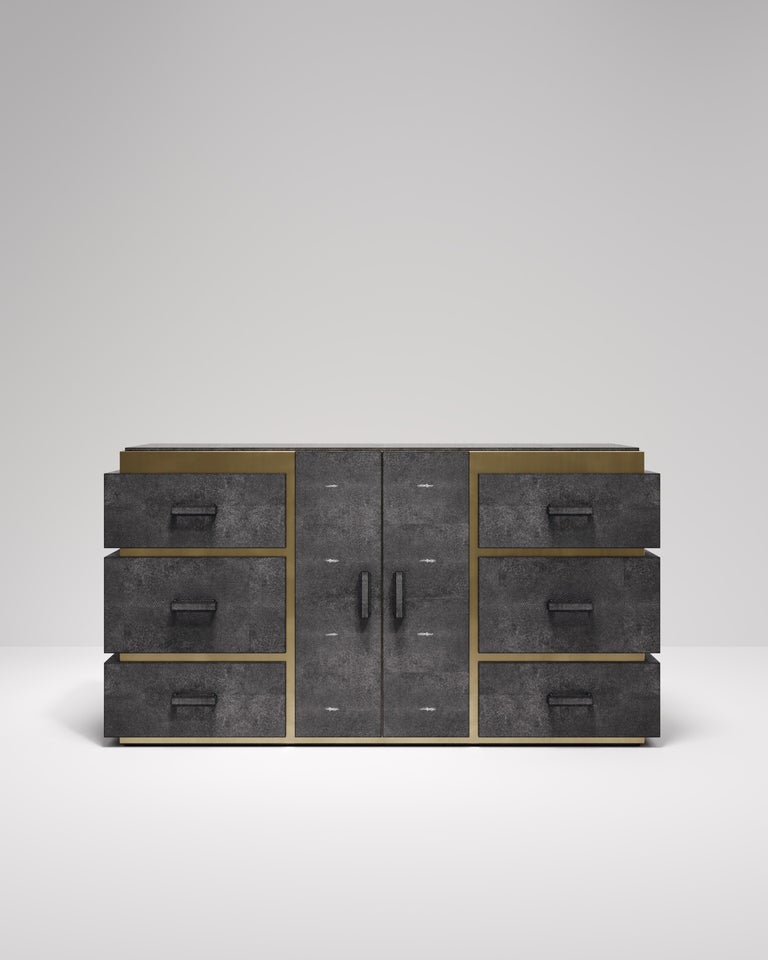 Shagreen Buffet with Bronze Patina Brass Details by R&Y Augousti For ...