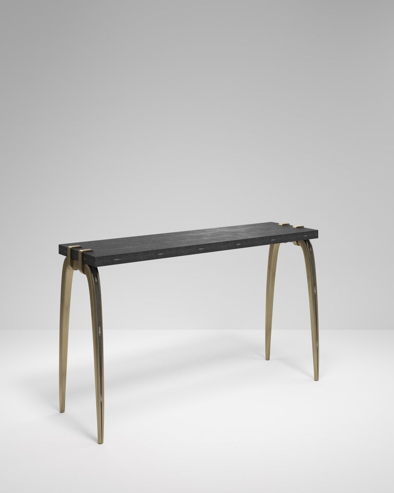Shagreen Console Table with Bronze-Patina Brass Details by R&Y Augousti ...