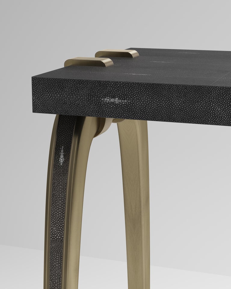 Shagreen Console Table with Bronze-Patina Brass Details by R&Y Augousti ...