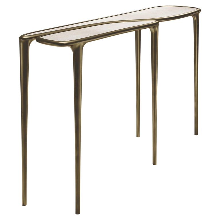Shagreen Console Table with Bronze-Patina Brass Details by R&Y Augousti ...