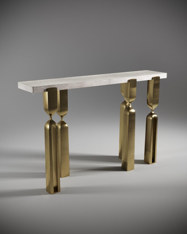 Shagreen Console with Bronze-Patina Brass Accents by Kifu Paris For ...