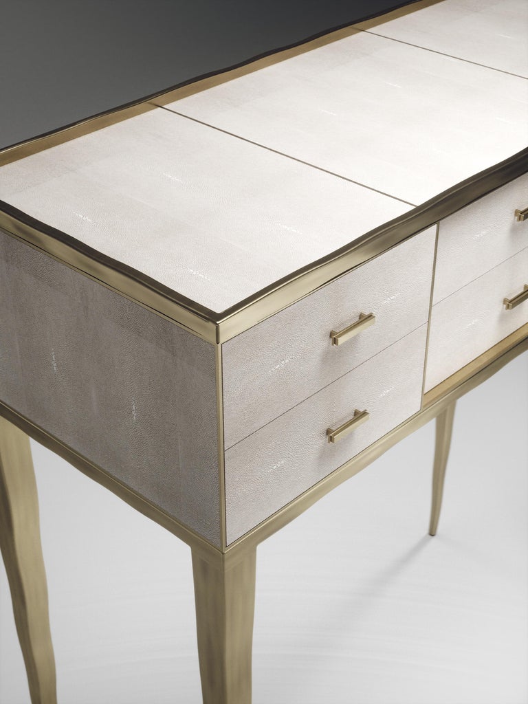 Shagreen Console with Bronze-Patina Brass Accents by R and Y Augousti ...