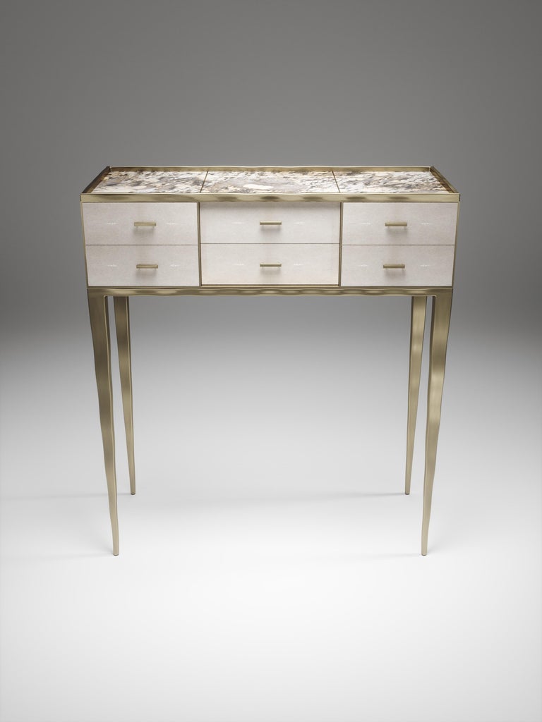 Shagreen Console with Bronze-Patina Brass Accents by R and Y Augousti ...