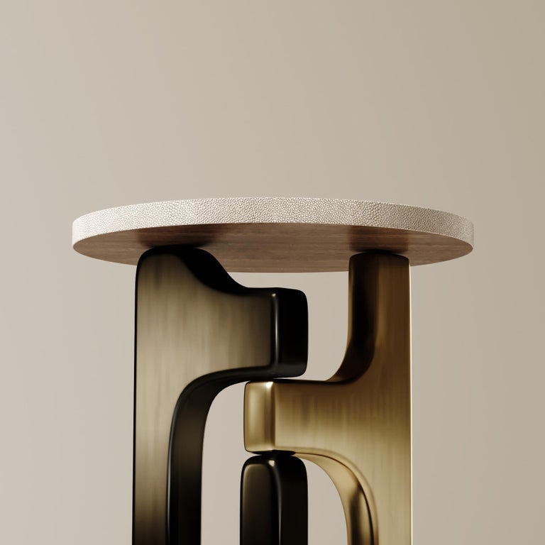 Shagreen Console with Bronze Patina Brass Details by Kifu Paris For ...